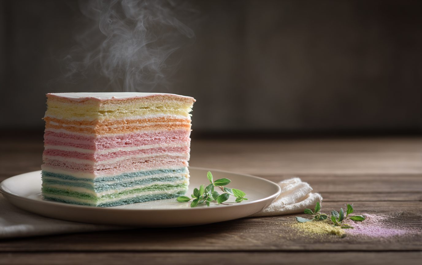 Layered Rice–Tapioca Snack Cake - Light Orange Bean