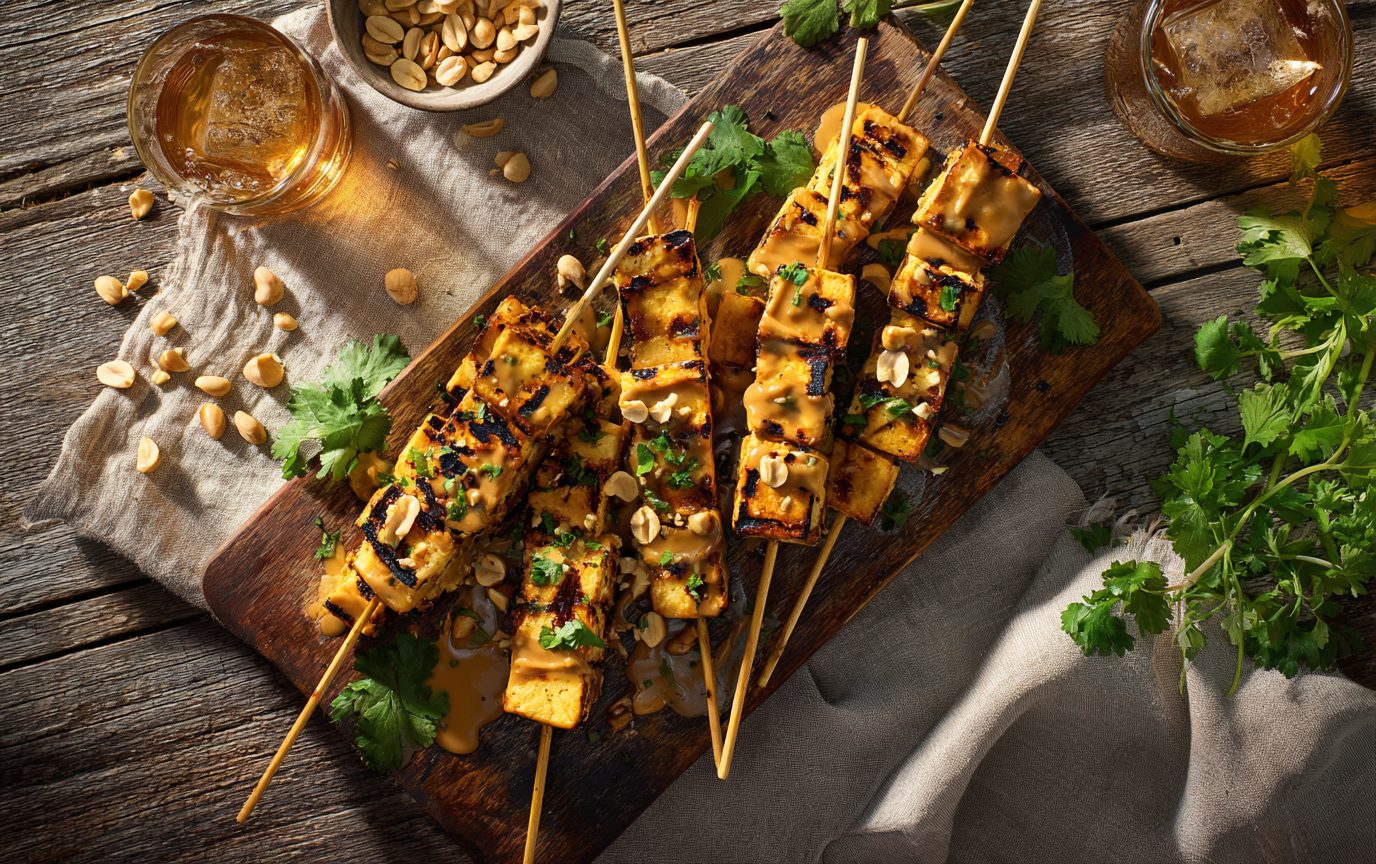 Grilled Tofu Satay - Light Orange Bean