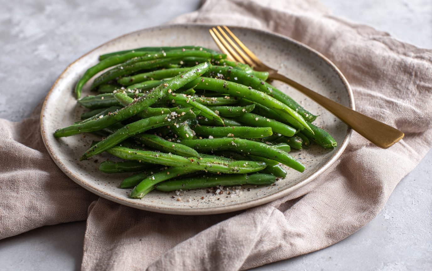 Garlic Pan-Fried Green Beans - Light Orange Bean