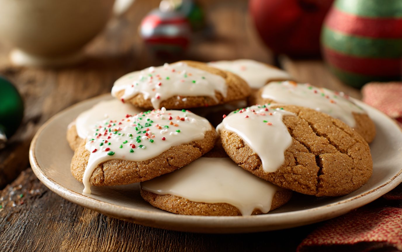 Soft Gingerbread Cookies with Vanilla Glaze - Light Orange Bean