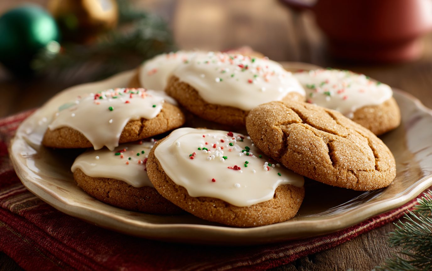 Soft Gingerbread Cookies with Vanilla Glaze - Light Orange Bean